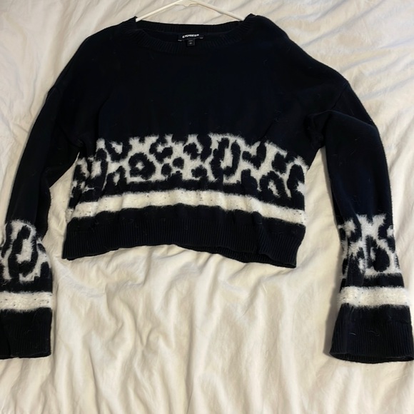 Express | Sweaters | Express Black And White Leopard Print Sweater ...